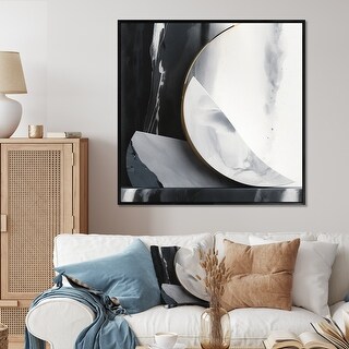 Designart "Black And Gold Harmony Of Marble Ii" Abstract Marble Framed Canvas Print - Bed Bath ...